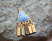 Unique blue triangle stone related items | Etsy