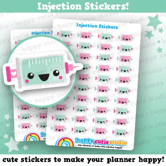 40 Cute Injection/Medicine/Health Planner Stickers Filofax
