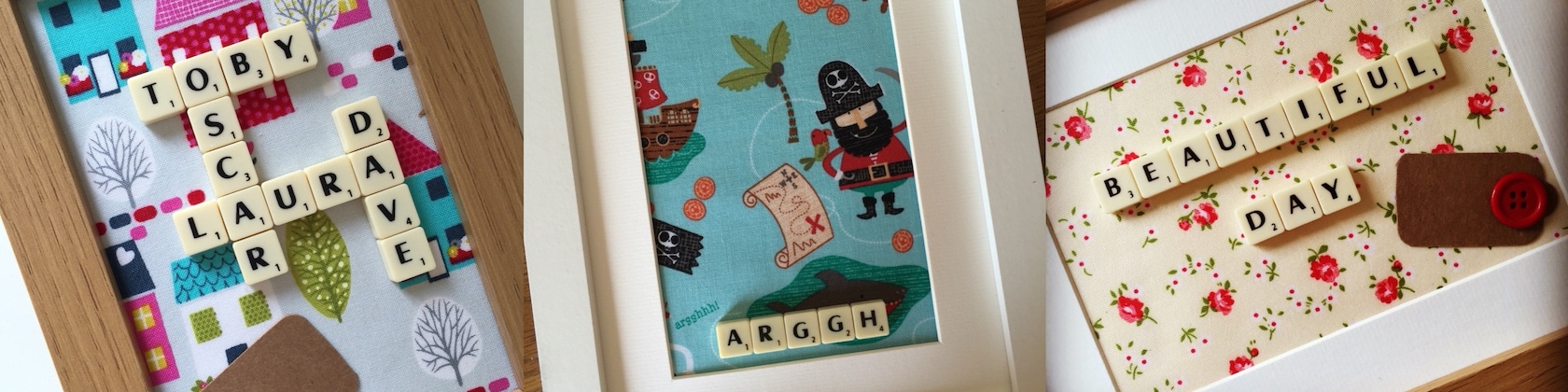 Fabric and scrabble frames by FabbleFrames on Etsy