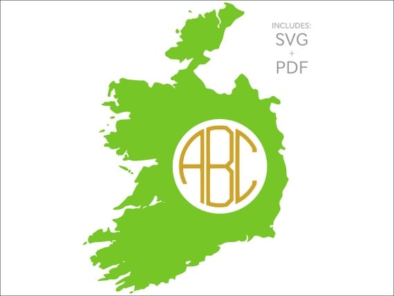 Ireland SVG Irish Country Solid Monogram Vector Cut File.