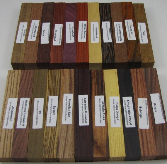 22 Different Exotic Wood Pen Blanks 3/4 x 5