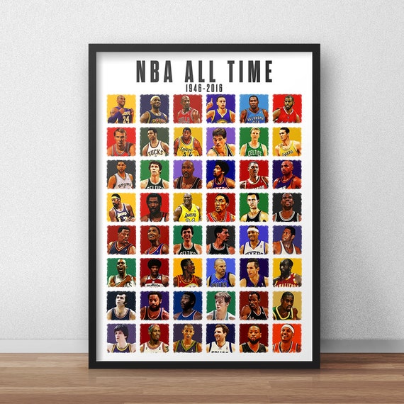 Nba All Time Legends Nba poster Nba gifts by TroutLifeStudio