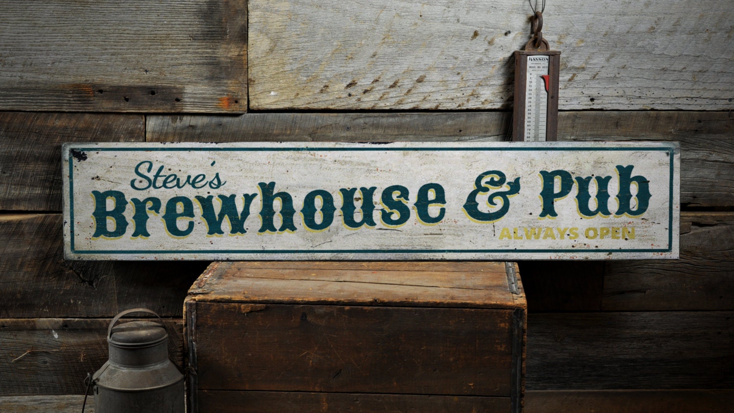 Brewhouse & Pub Wood Sign Personalized Bar Owner Name Sign