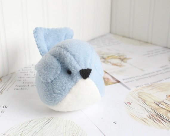Kawaii Plush Bird Handmade Blue Bird Stuffed Animal by bubbletime