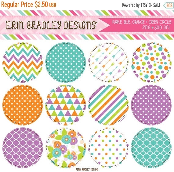 SALE Digital Circle Frame Clipart Graphics by ErinBradleyDesigns