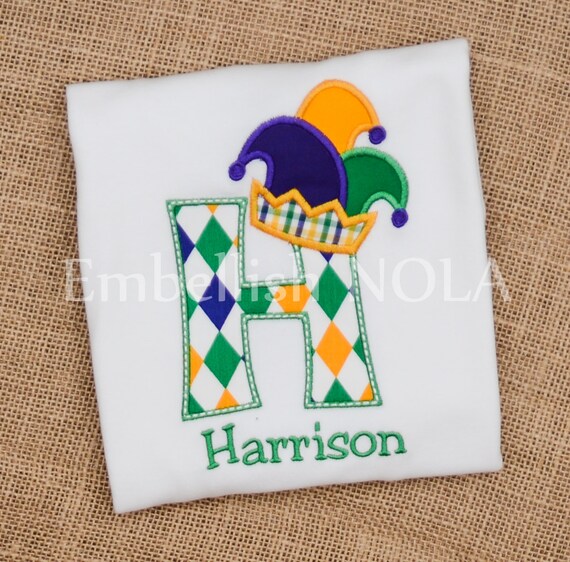 Jester Hat Letter Applique Shirt or Onesie Bodysuit New