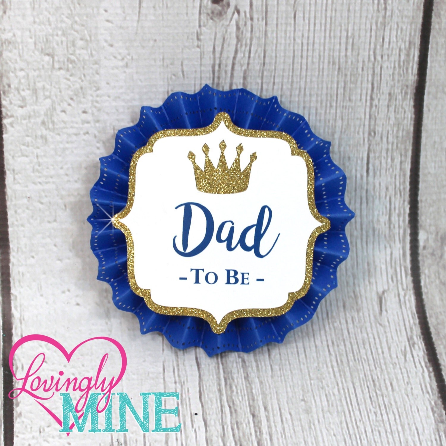 Name Tags/Corsages Royal Blue White & Glitter Gold Little