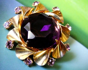 Purple stone brooch | Etsy