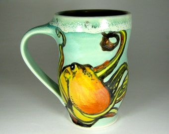 IN STOCK Ceramic Coffee Travel mug morel mushroom by Goblinpottery