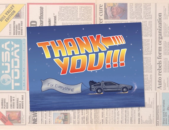 Items Similar To Back To The Future Thank You Card Template Instant Download Geeky Thank