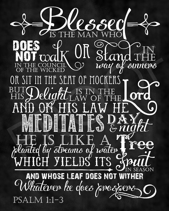 Scripture Art Psalm 1:1-3 Chalkboard Style
