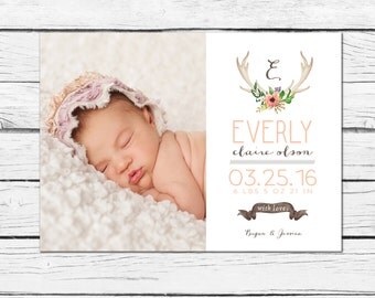 Baby Girl Elegant Photo Birth Announcement by littlewilddesign