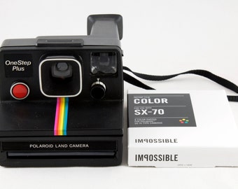 Vintage Polaroid OneStep SX-70 White Rainbow Stripe Instant