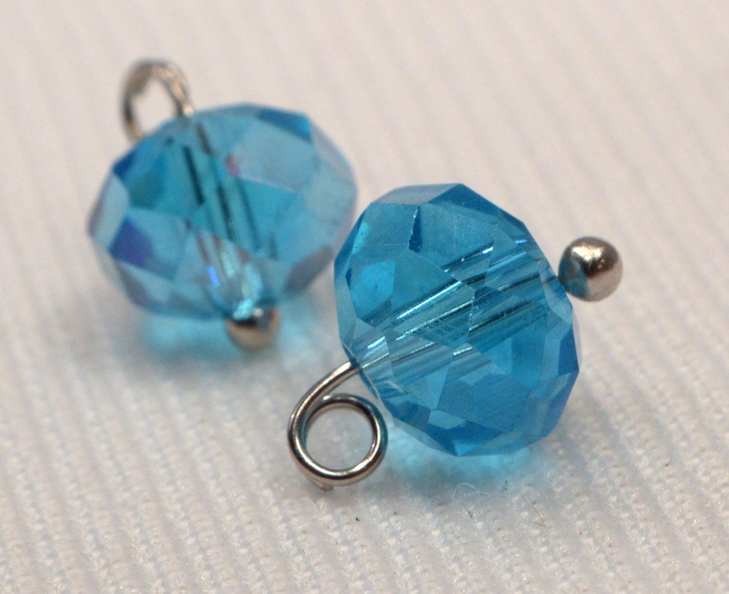 Aqua Blue Crystal Charm Dangle Light Blue Crystal Jewelry