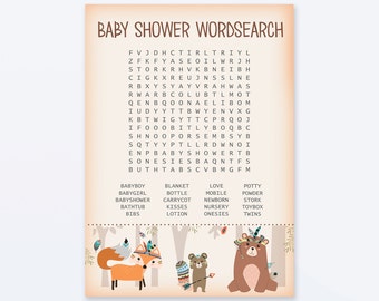 Baby Shower Games Baby Shower Word Search Game Baseball