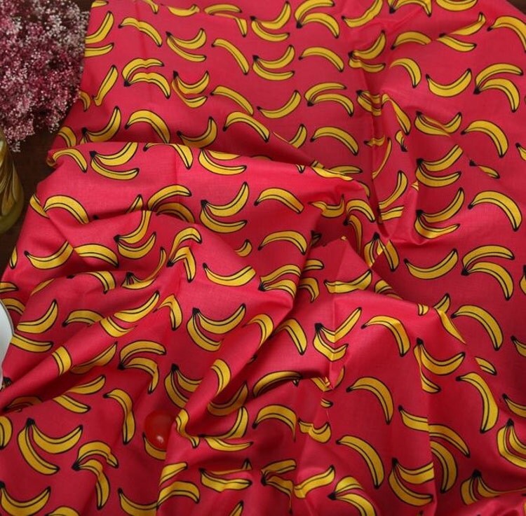 Banana Pattern Cotton Fabric 144294 3 Colors by luckyshop0228