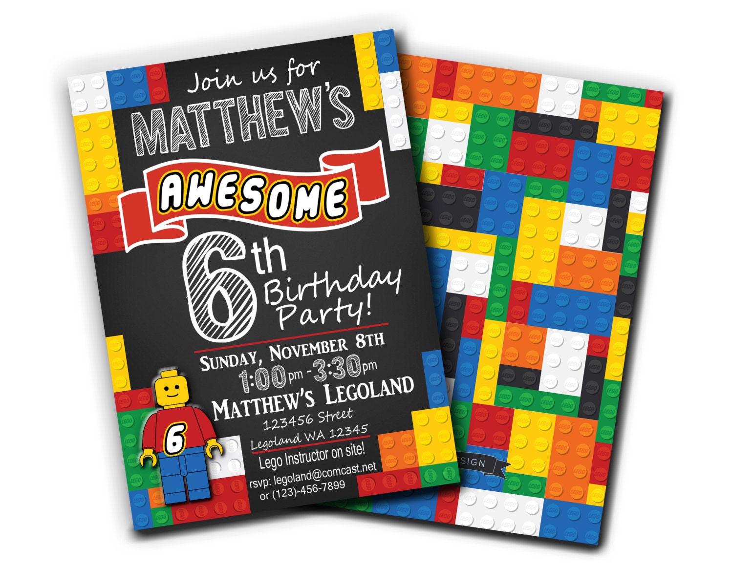 Lego Birthday Invitation Printable By Alovelydesignshop On Etsy