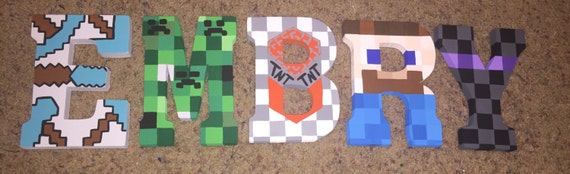 Minecraft wooden letters/Hand painted letters/Boys room