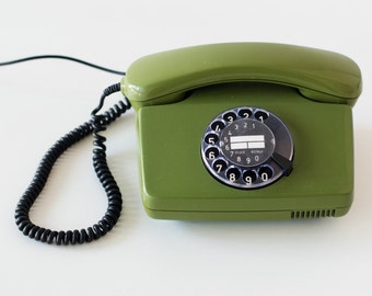 Green rotary phone | Etsy