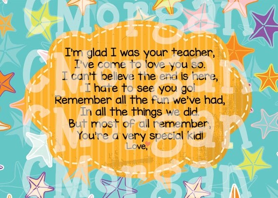 I'm glad I was your teacher...