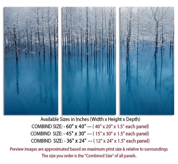 3 Panel Split Triptych Canvas Print. Winter forest by ArtTecPrints