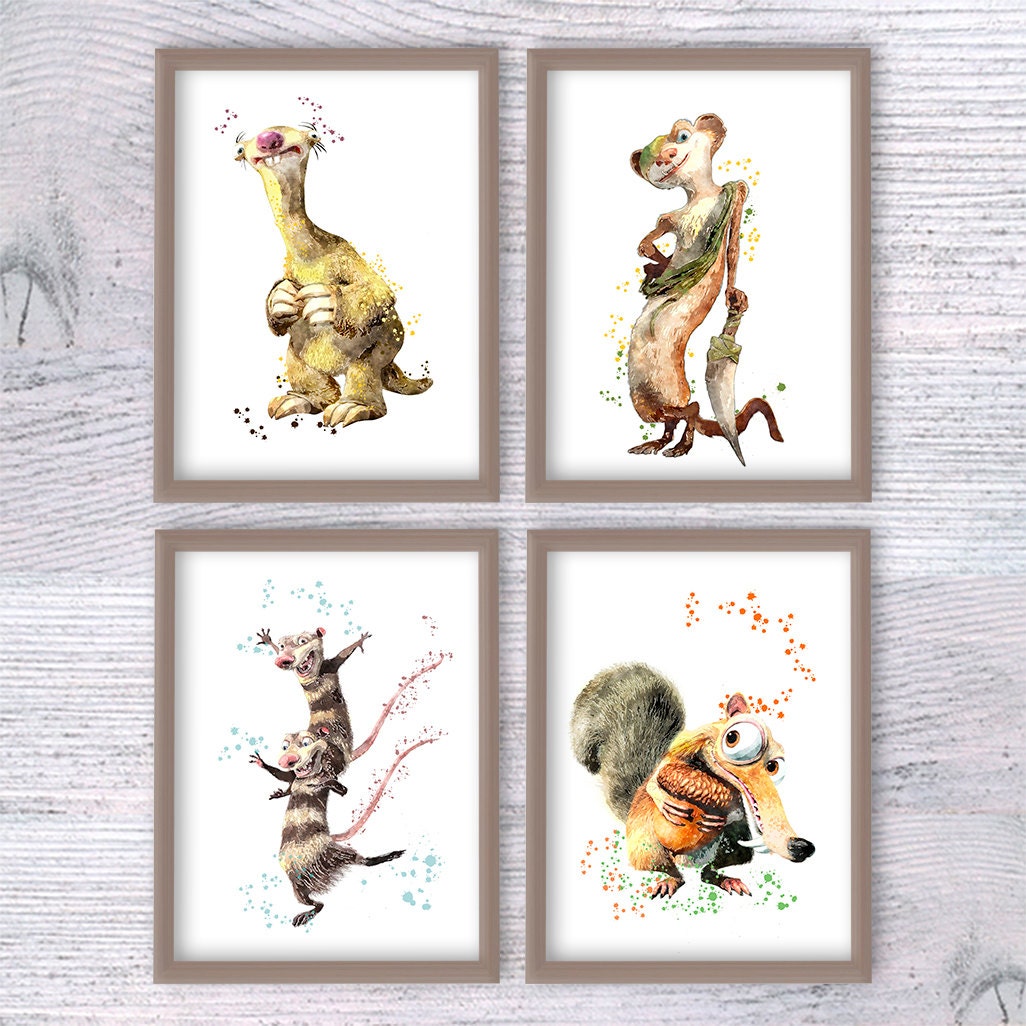 Ice age Set of 4 Scrat from Ice age Nursery room Sid Crash