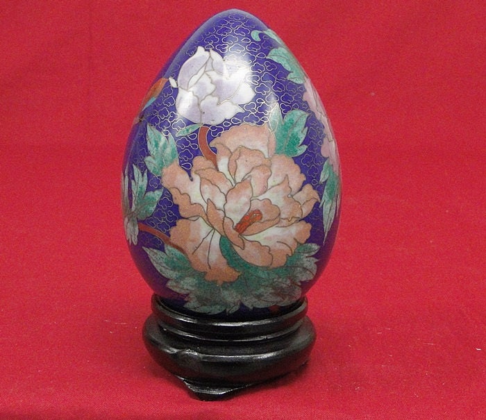Cloisonne Enamel Egg Floral Pattern Flowers by OrangePawnShop Cloisonne Enamel Egg Floral Pattern Flowers by OrangePawnShop
