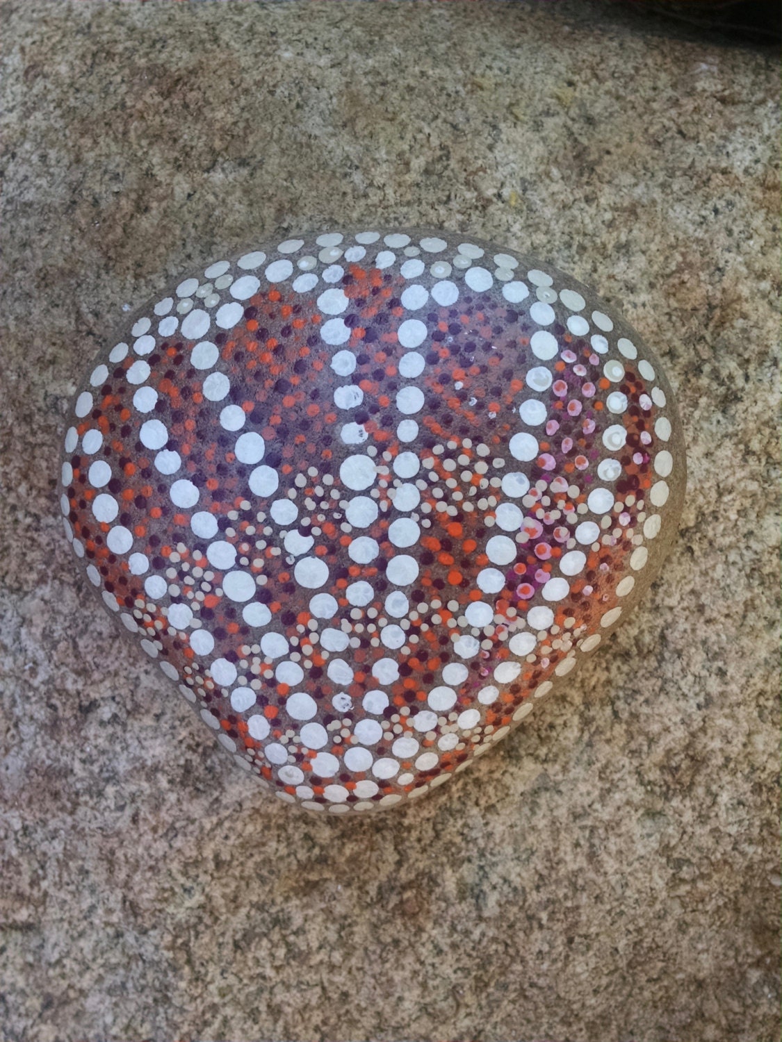 Scallop seashell dot painted rock by FoothillDesigns on Etsy