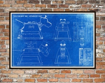 Dr Who K-9 K9 Robotic Unit Print Poster Dr Who Blueprint