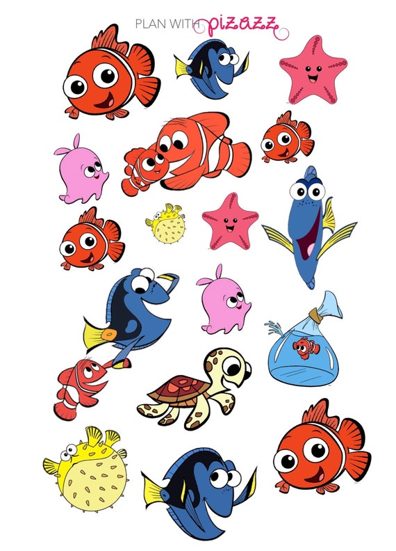 Disney FINDING NEMO Inspired Themed Sticker Sheet perfect for