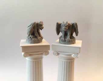 NEW Set of 2 Miniature Plastic Gothic Gargoyle Statues