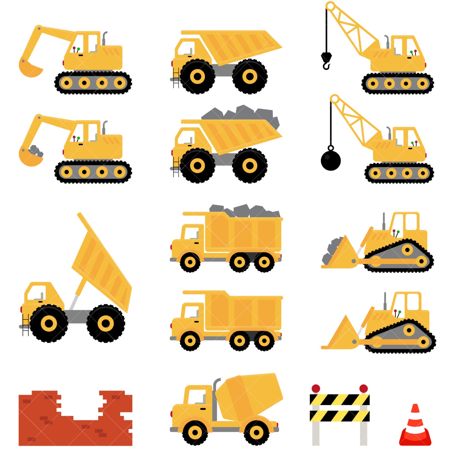 Trucks and Diggers Clipart / Construction Clipart