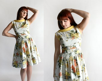 Vintage 1960s Dress Floral Cocktail Dress in Shades of by zwzzy