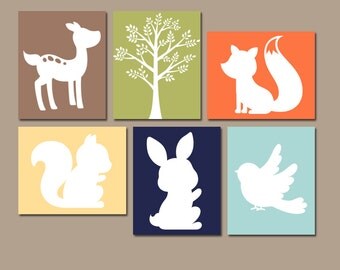 Woodland animal art | Etsy