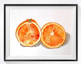Orange fruit art. Orange art print. Fruit nursery art decor.