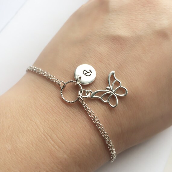 Personalized Butterfly Bracelet in Sterling Silver