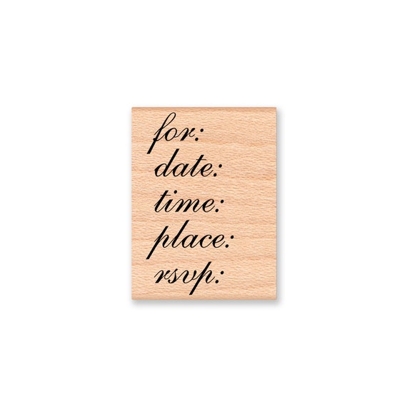 INVITATION RUBBER STAMPfor date time place rsvp pretty