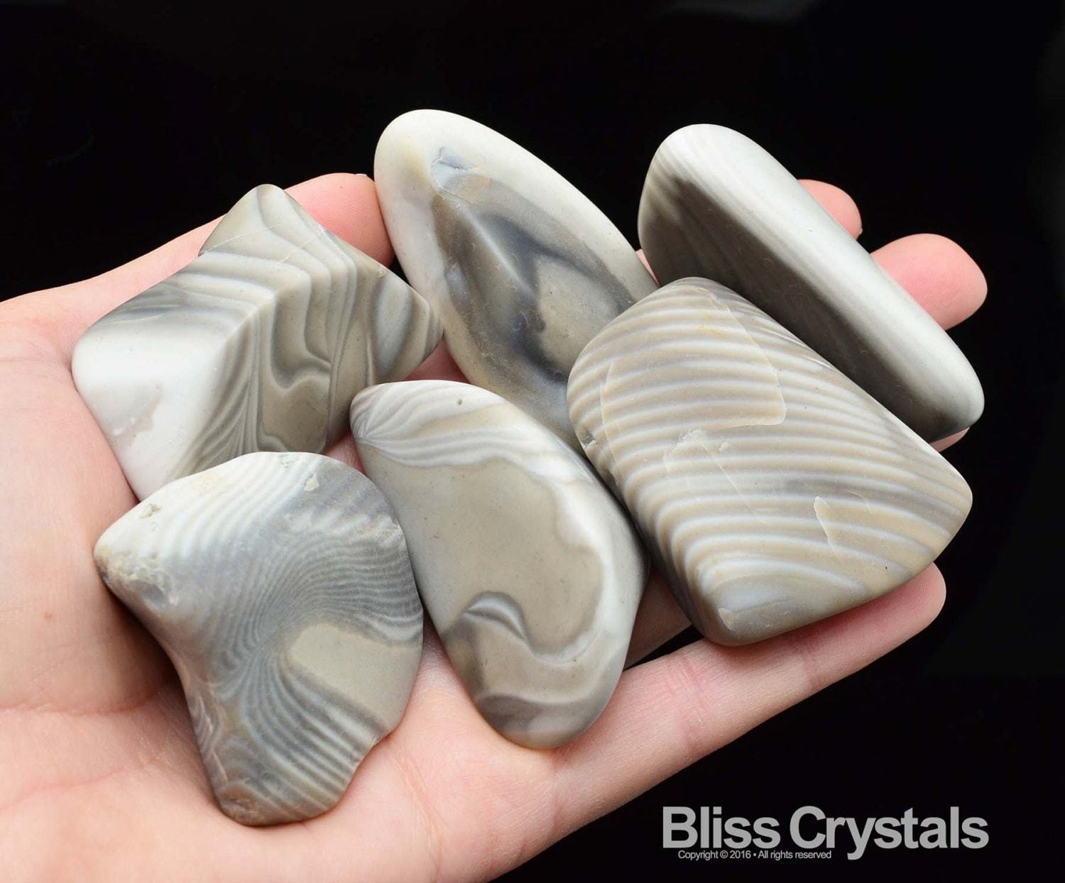 Rare 1 STRIPED FLINT Rock Tumbled Stone from Poland Crystal