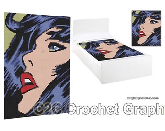 JESUS c2c crochet graph pattern with row by row color chart