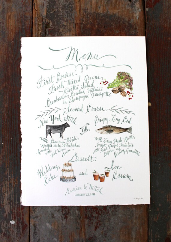 Made to Order Custom Menu Watercolor Illustration