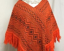 Unique orange poncho related items | Etsy