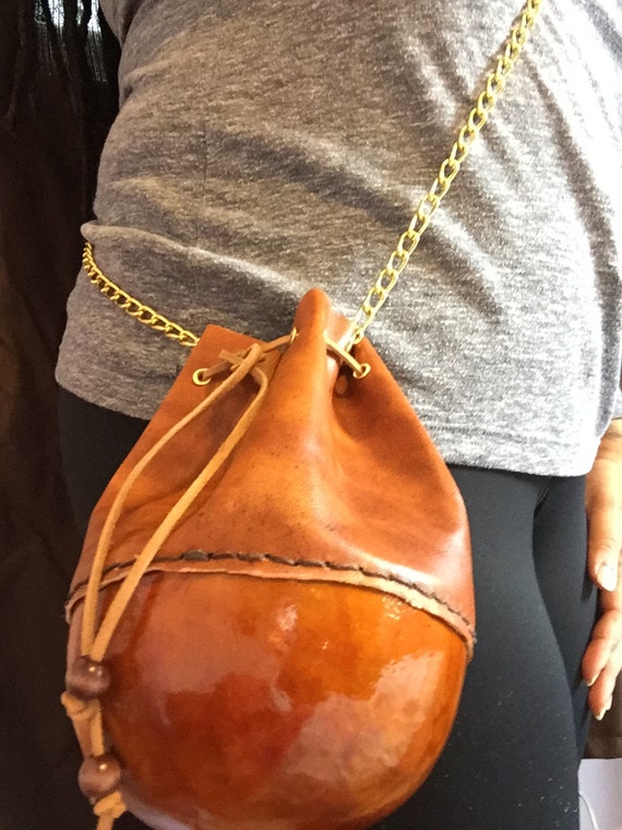 Leather Calabash Handbag Large