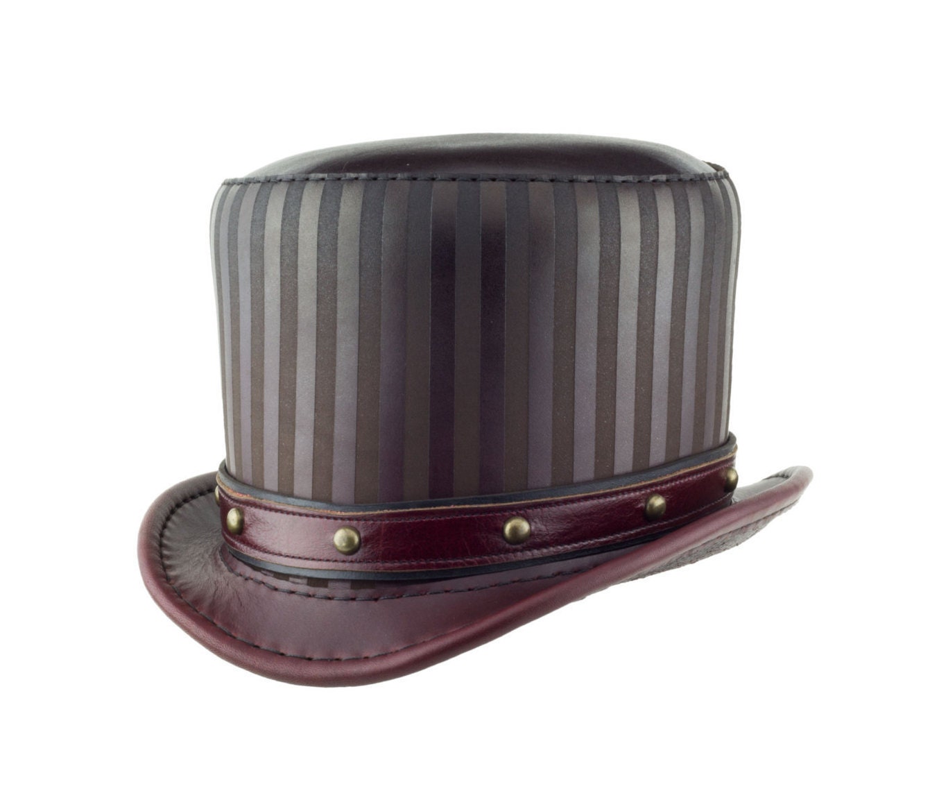Leather Top Hat Baron in Oxblood Stovepipe Hat