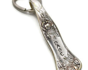 Spoon Key Chain Stamped Spoon Key Ring by TheSilverwearShop