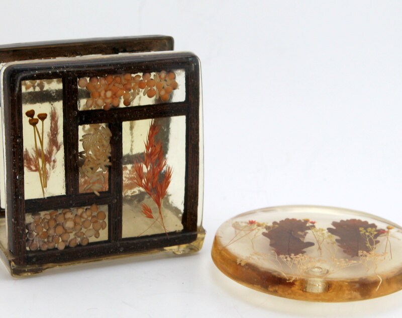 Vintage Resin Trivet, Colorflo Lucite Acrylic Resin Napkin Holder ...