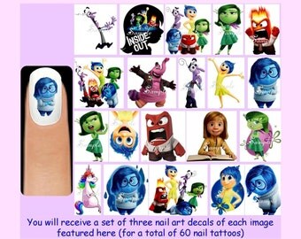 Rainbow nail decals | Etsy