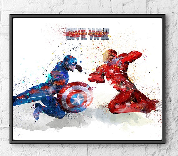 Avengers Watercolor Print Iron Man Captain by gingerkidsart