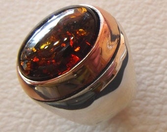 Mens amber ring | Etsy