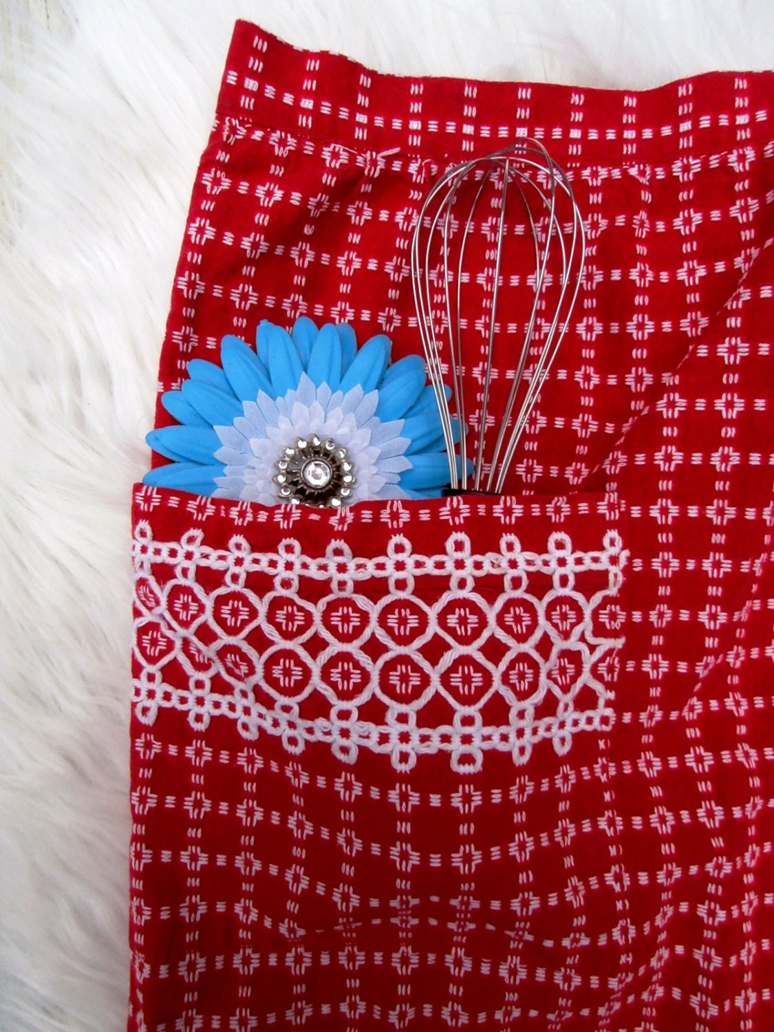 Traditional Vintage Embroidered Dutch Half Apron. Red & White. Beiers ...