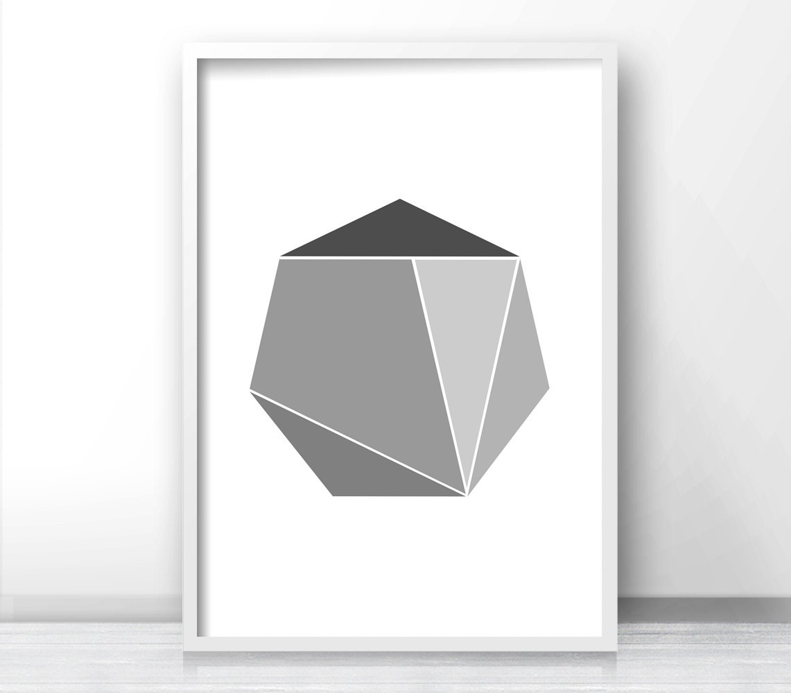 Gray Wall Art Print Geometric Art Digital Download Modern